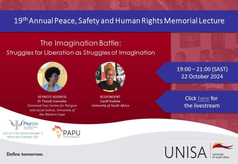 19th Annual Peace, Safety and Human Rights Memorial Lecture | PsySSA
